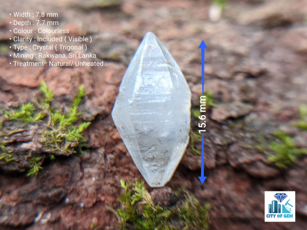 Ceylon Natural Colourless Double Terminated Sapphire Complete Crystal ...