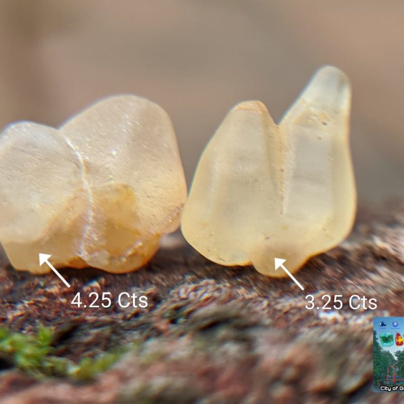 Ceylon Natural Small Yellow Sapphire Twin Crystals Couple