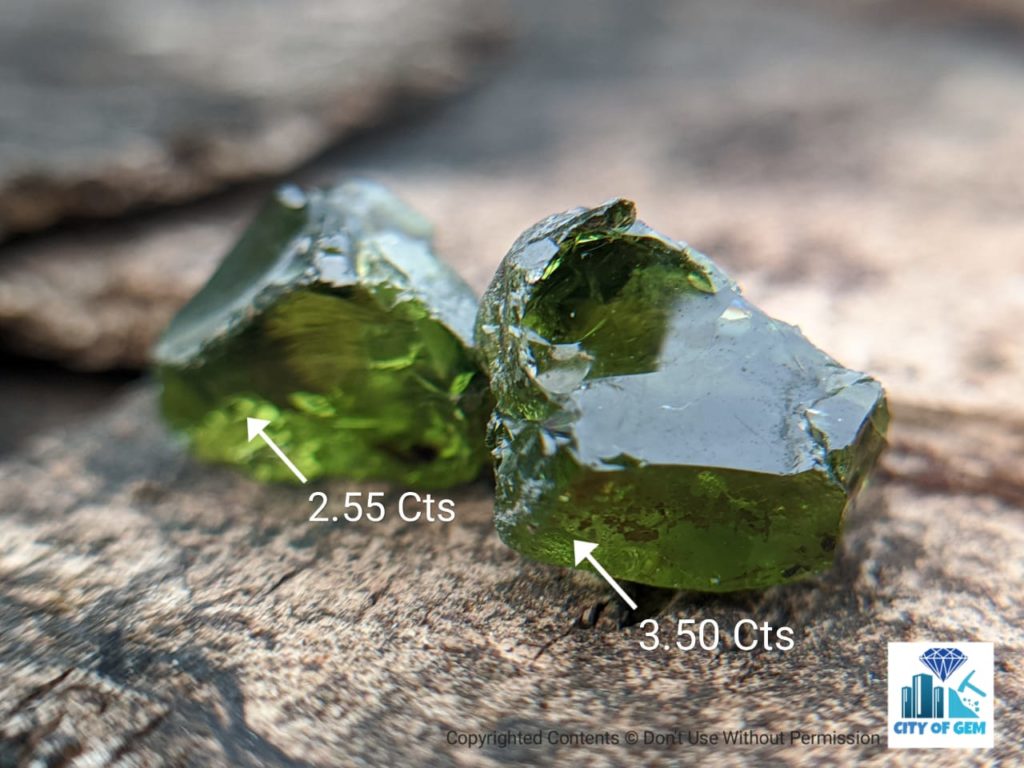 Ceylon Natural Green Zircon Rough Gemstones (Glass body - Forest Green ...