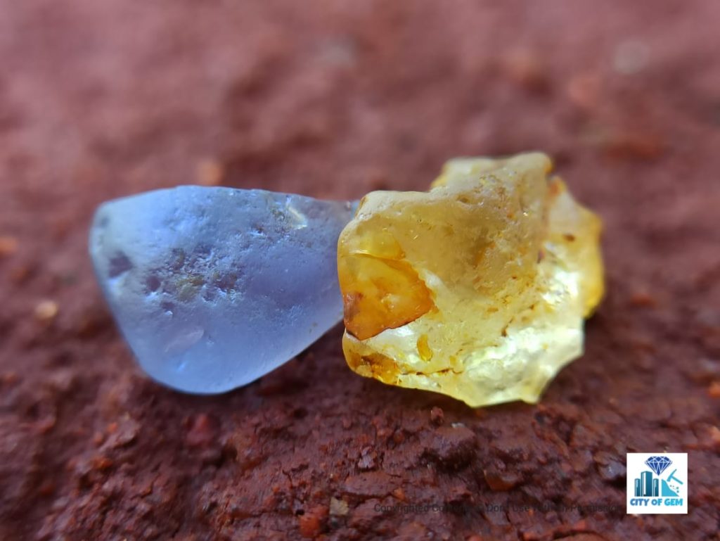 Ceylon Natural Violet and Yellow Sapphire Rough Gemstones