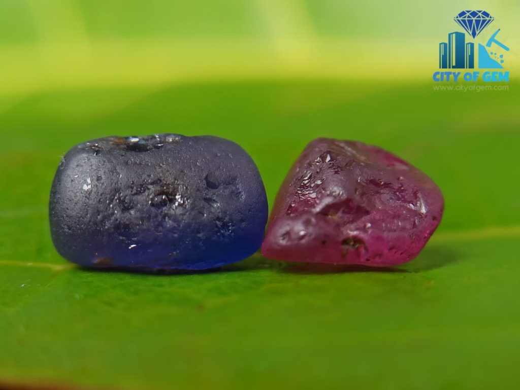 Natural Blue Sapphire with Ruby
