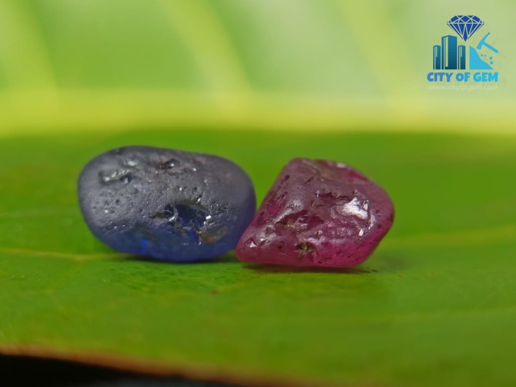 Natural Blue Sapphire with Ruby