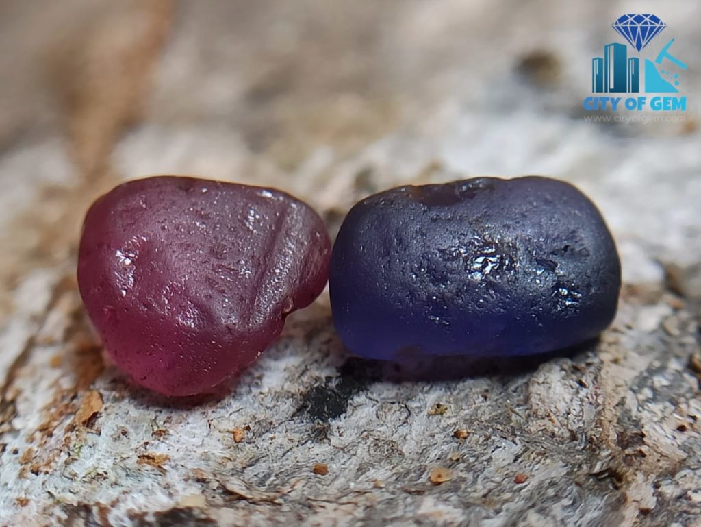 Natural Blue Sapphire with Ruby