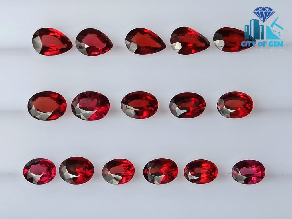 Natural Fine Quality Garnet Oval and Pear Shape Gemstones Lot