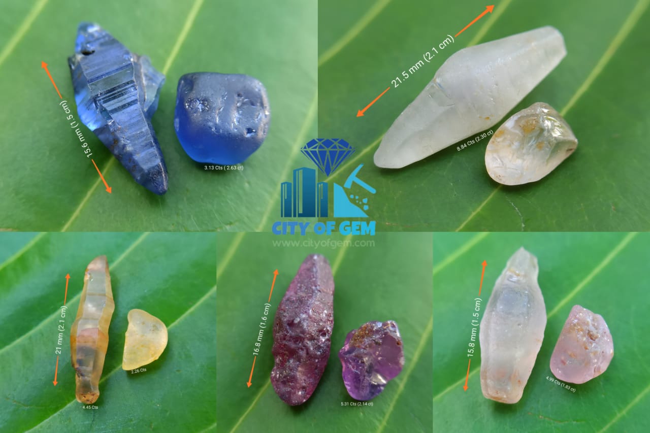 Different Colours of Ceylon Natural Sapphire Crystals with alluvial ...