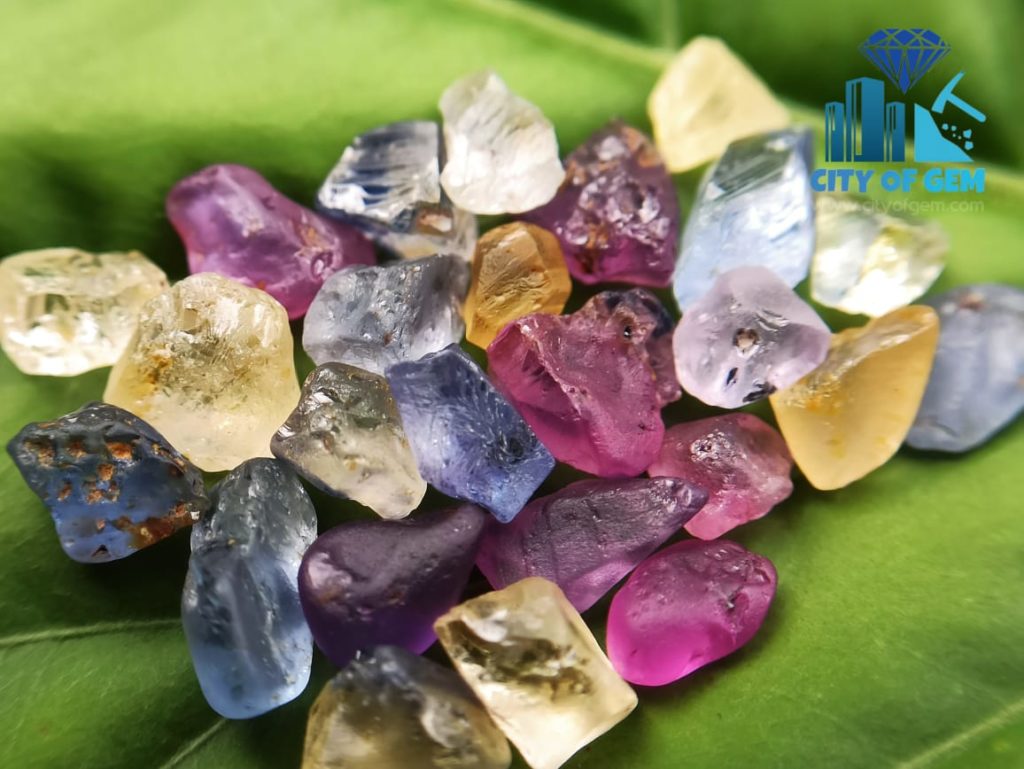 Various Colours of Ceylon Natural Sapphire Rough Gemstones Collections