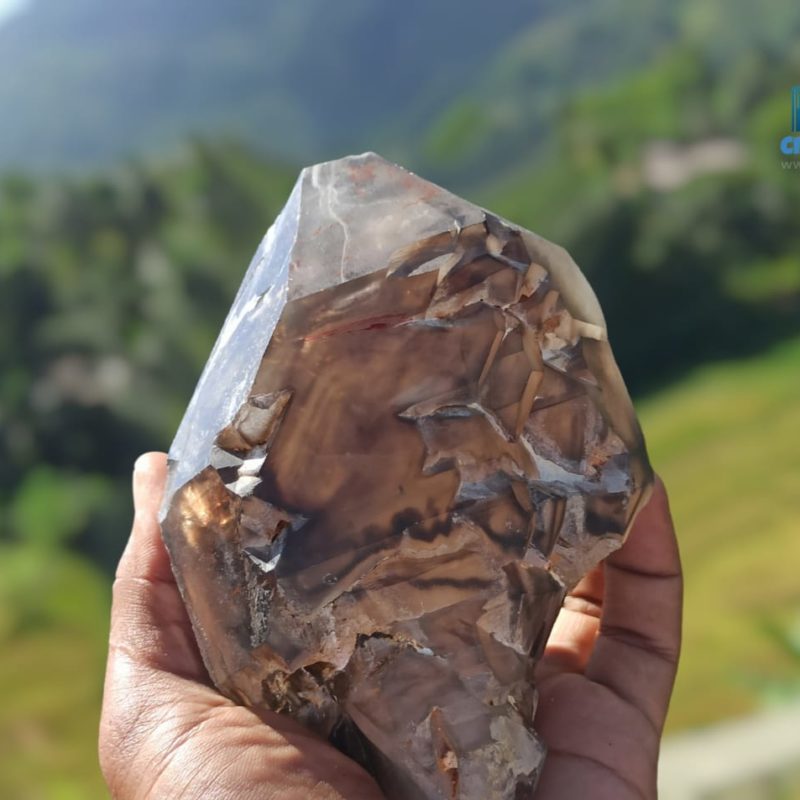 Ceylon Natural Enhydro Black Quartz Crystal - Visible moving gass bubble