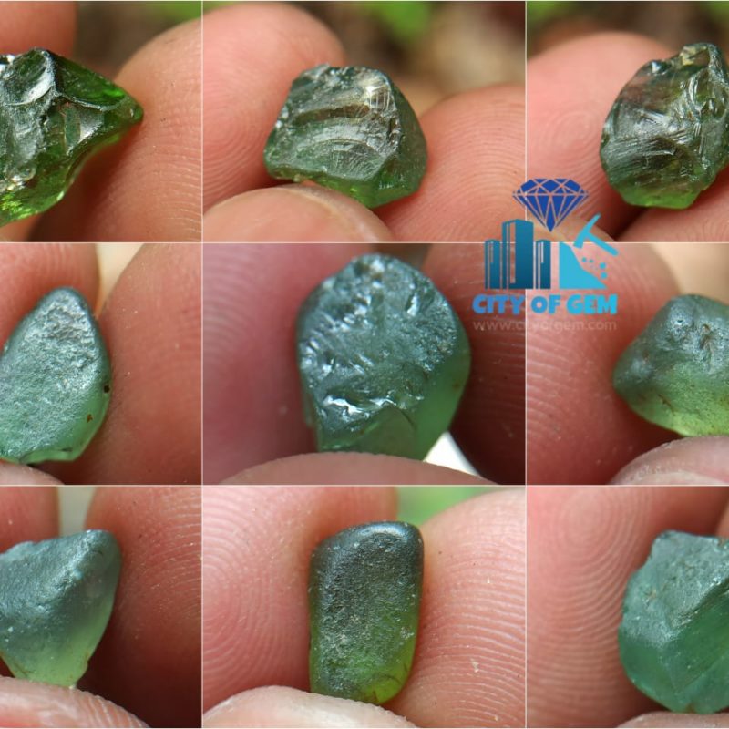 CEYLON NATURAL GREEN ZIRCON FACET GRADE ROUGH COLLECTION
