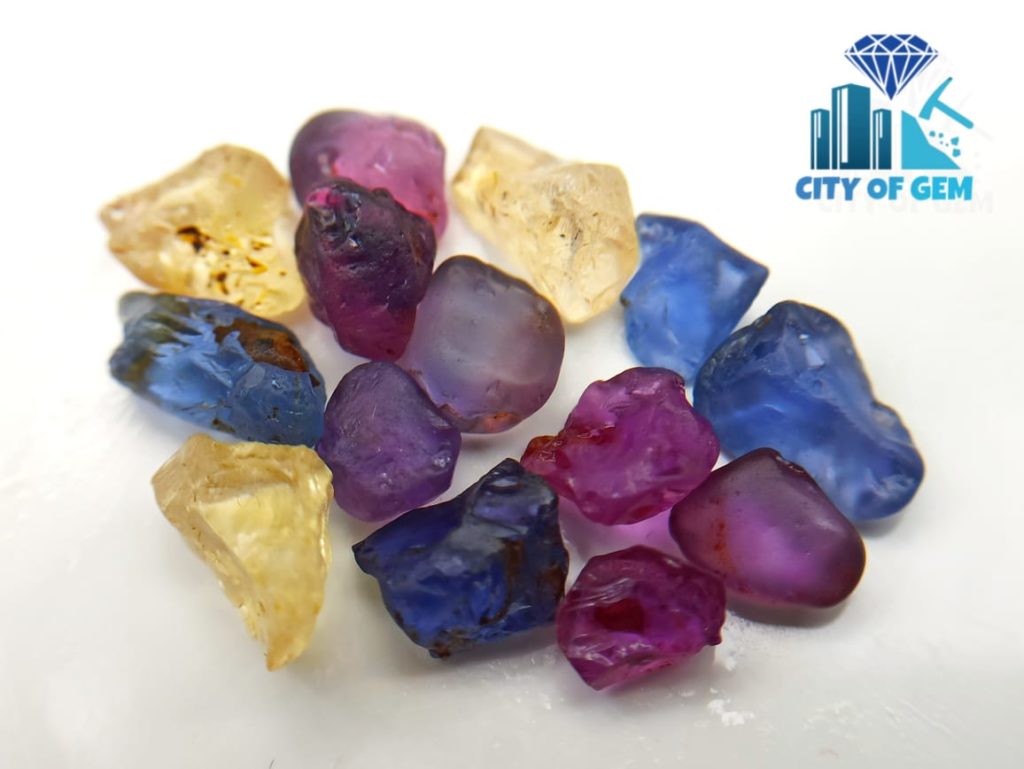 CEYLON NATURAL UNHEATED SAPPHIRES FACET GRADE MIX COLOR ROUGH COLLECTION