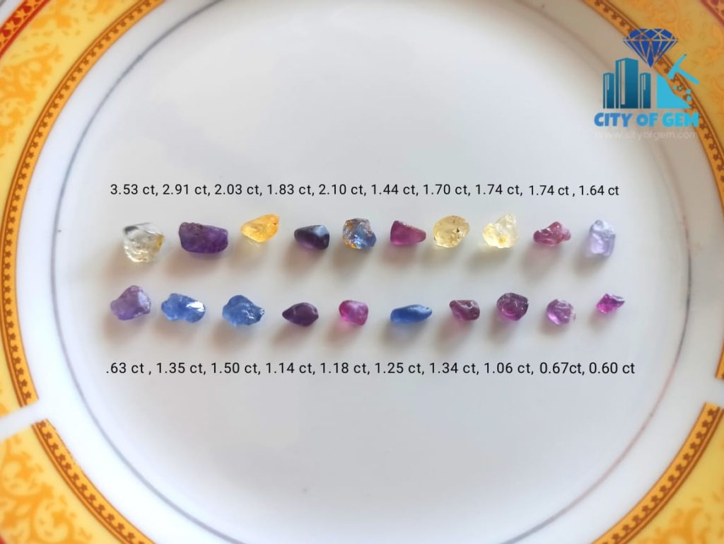 Ceylon Natural Rough Sapphire Mix Color Collection from City of Gem