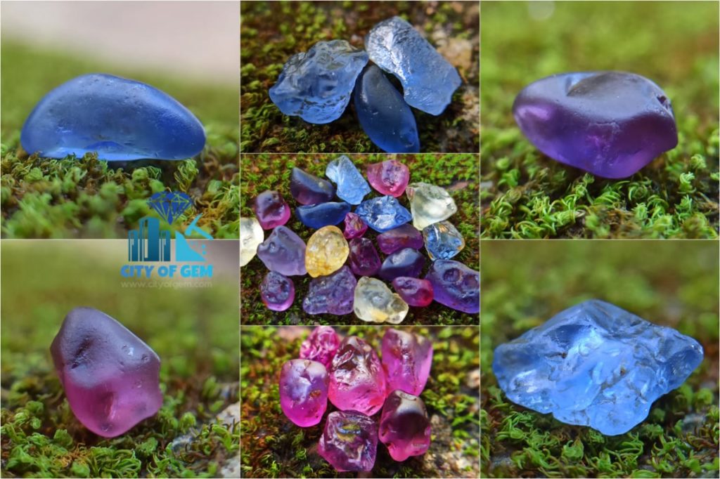 Ceylon Natural Rough Sapphire Mix Color Collection from City of Gem