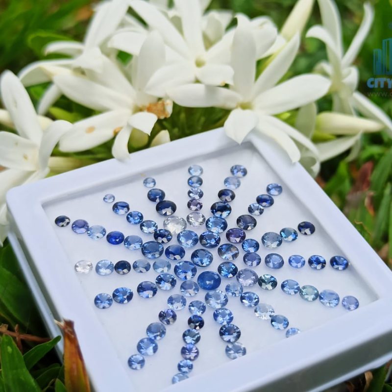 Faceted Blue Sapphire Round Gemstones Collection