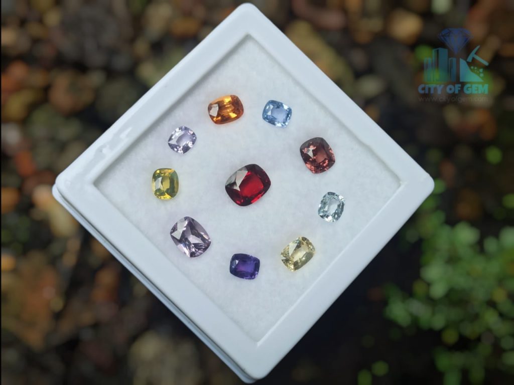 Ceylon Natural Mix Variety of Cushion Shape Gemstones collection