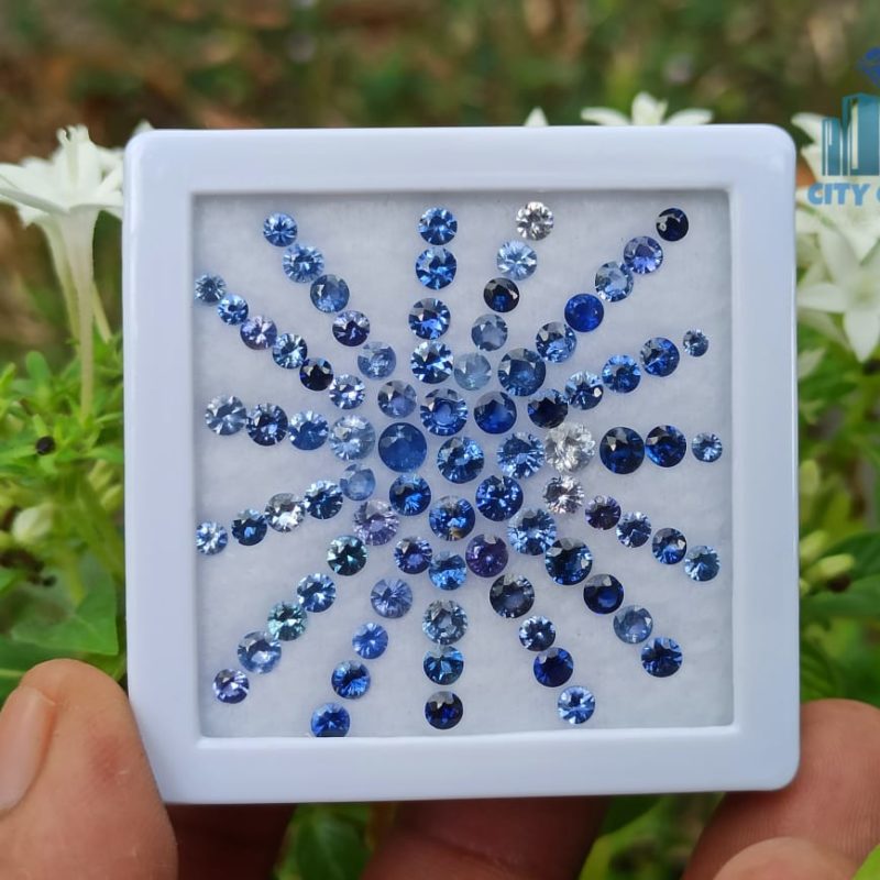Faceted Blue Sapphire Round Gemstones Collection