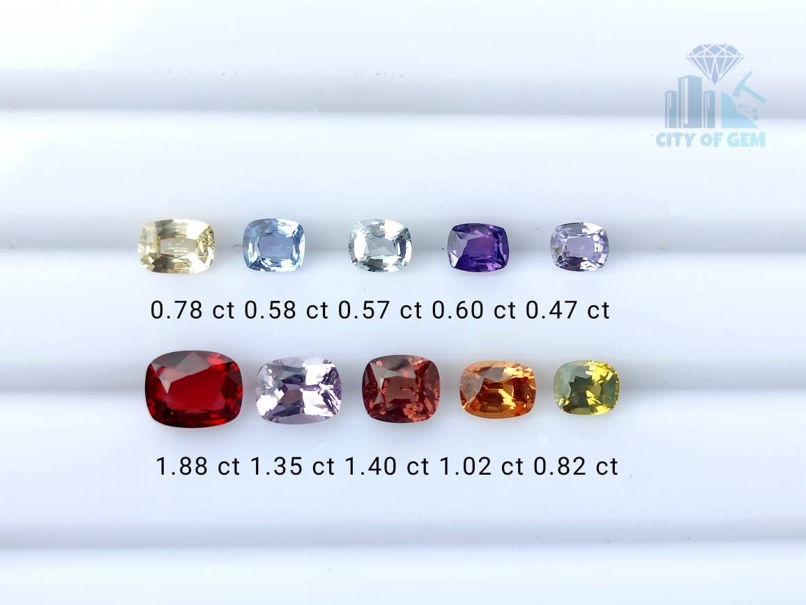 Ceylon Natural Mix Variety of Cushion Shape Gemstones collection
