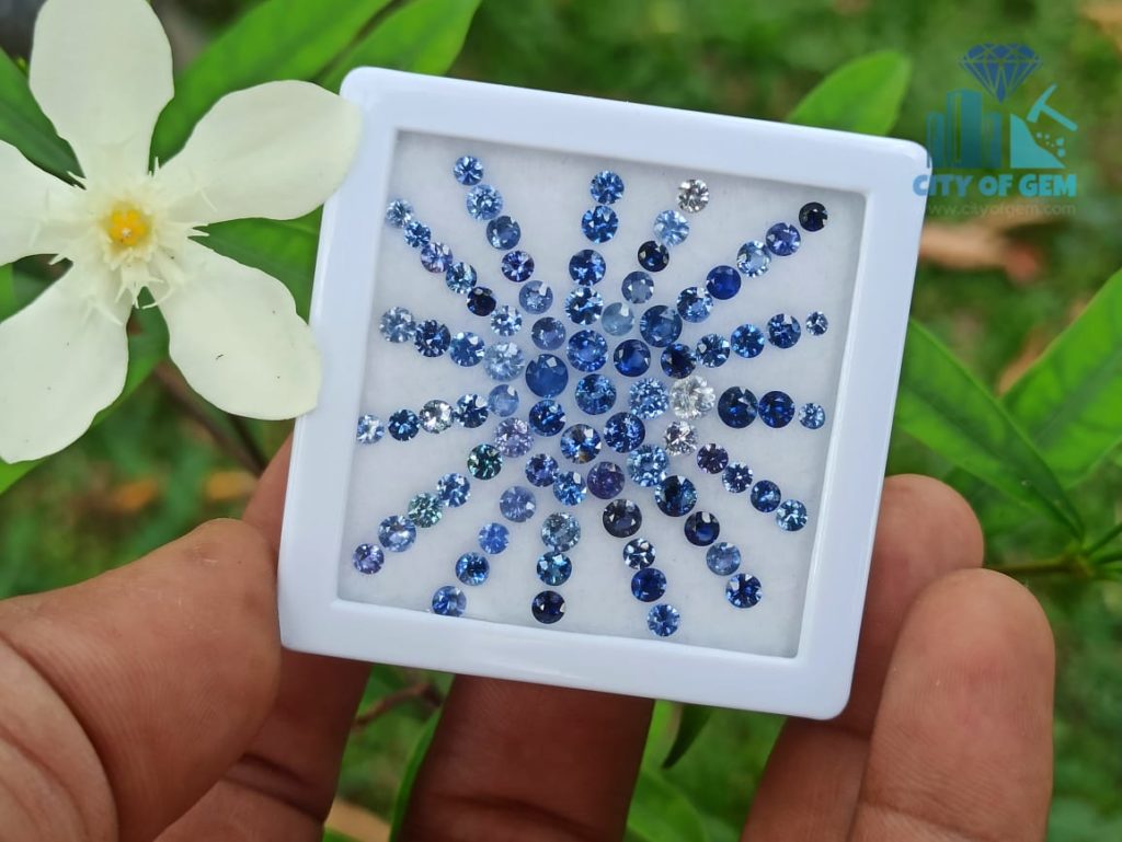 Faceted Blue Sapphire Round Gemstones Collection