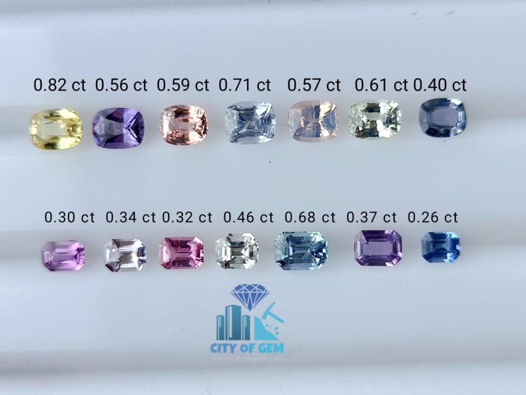 Ceylon Natural Faceted Multicolour Sapphire Collection - Cushion ...