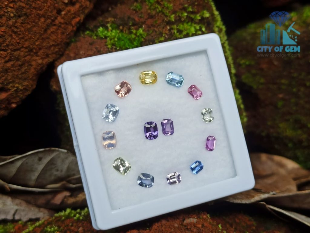 Ceylon Natural Faceted Multicolour Sapphire Collection - Cushion ...