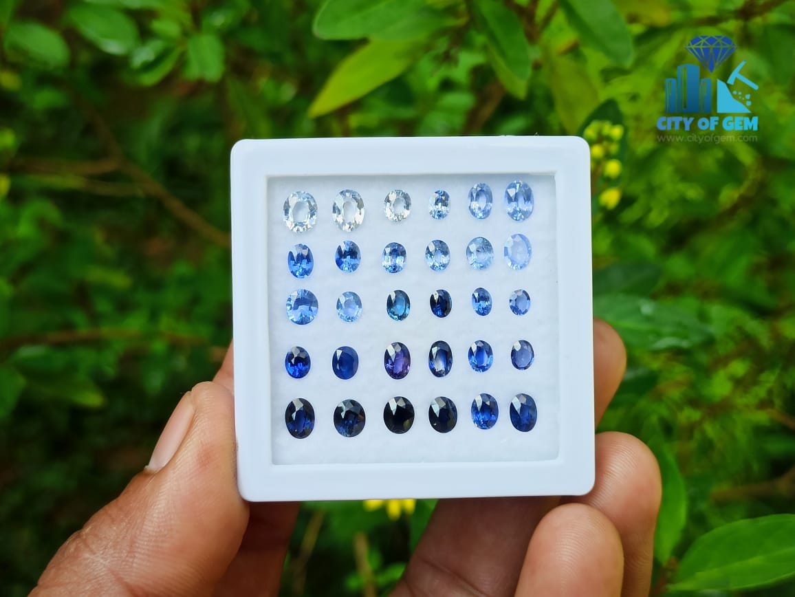 Oval Shape Blue Sapphire Faceted Gemstones Collection