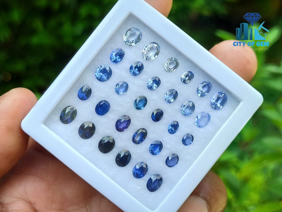 Oval Shape Blue Sapphire Faceted Gemstones Collection
