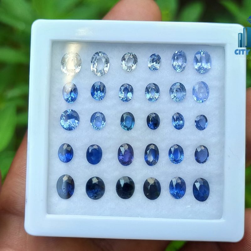 Oval Shape Blue Sapphire Faceted Gemstones Collection