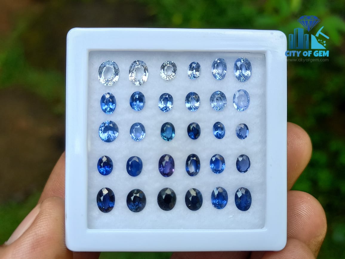 Oval Shape Blue Sapphire Faceted Gemstones Collection
