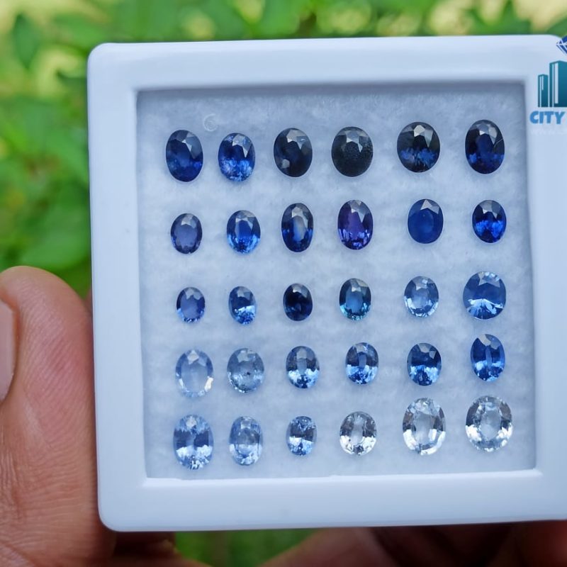 Oval Shape Blue Sapphire Faceted Gemstones Collection