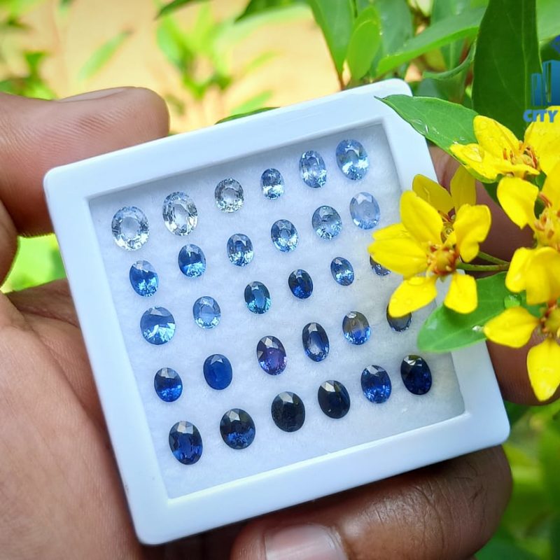 Oval Shape Blue Sapphire Faceted Gemstones Collection