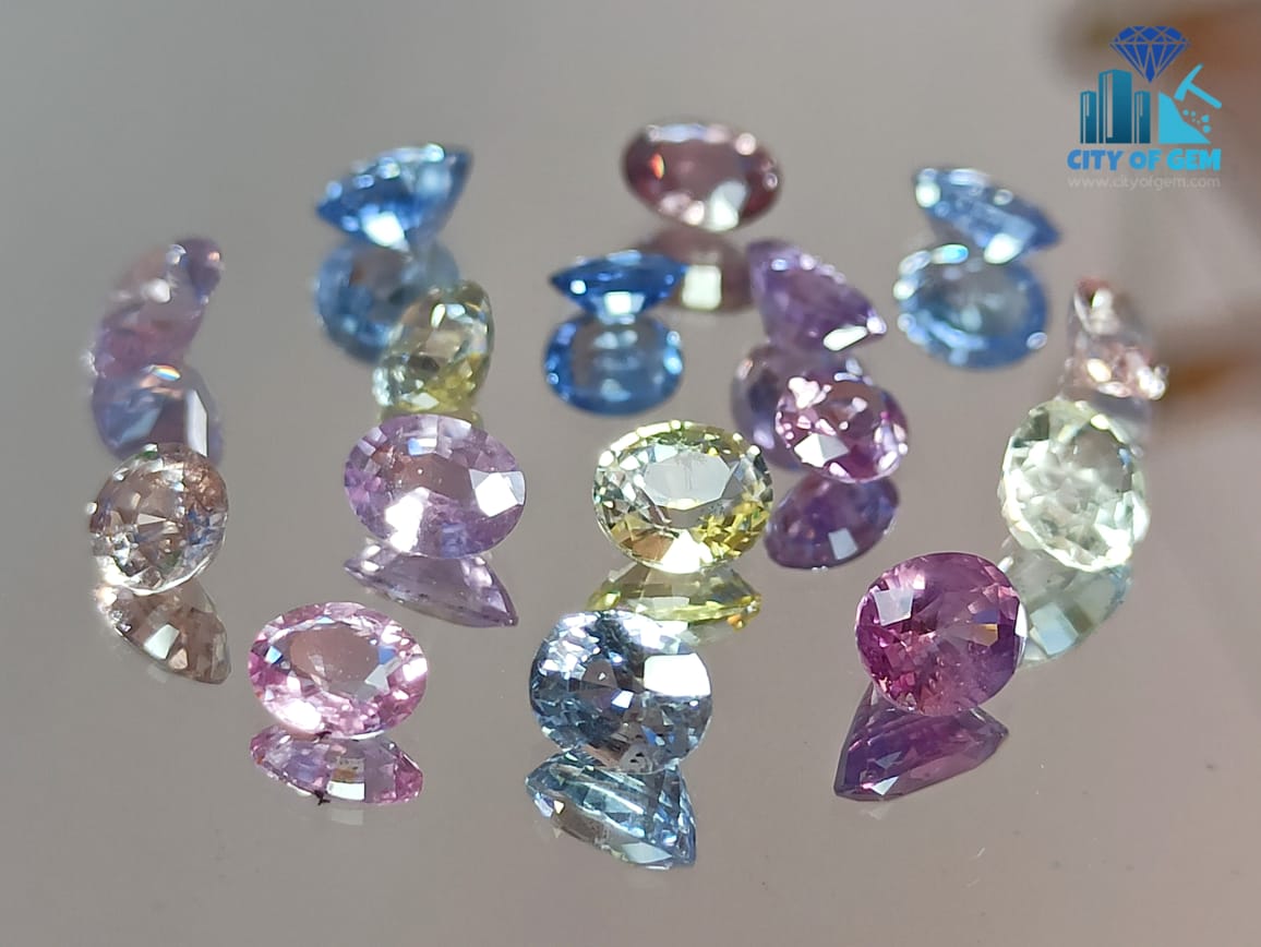 Ceylon Natural Faceted Sapphire Mix Color Oval shape collection!