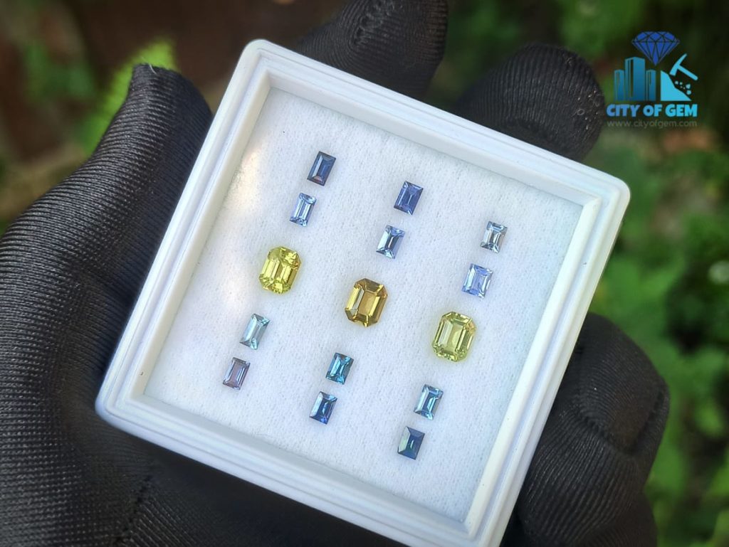 Faceted Blue Sapphire & Chrysoberyl Gemstones Set