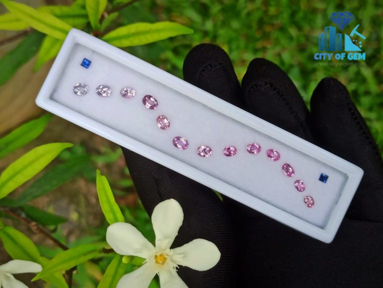 Ceylon Pink Sapphire with Blue Sapphire Faceted Gemstones Collection