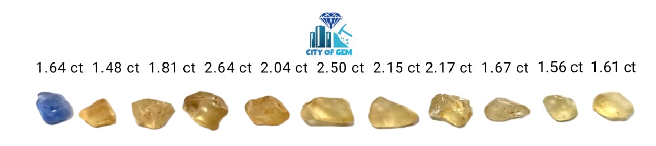 Facet Grade Ceylon Natural Yellow Sapphire Collection with Blue Sapphire