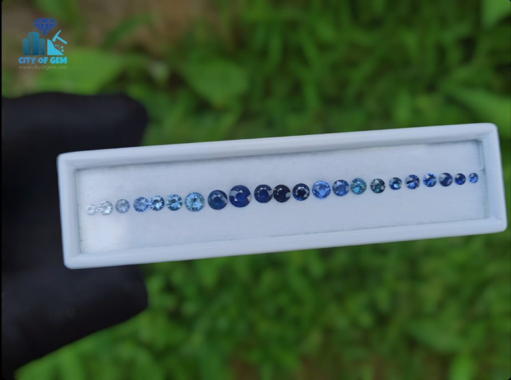 Blue Sapphire Round Collection with various shades of blue color ranges