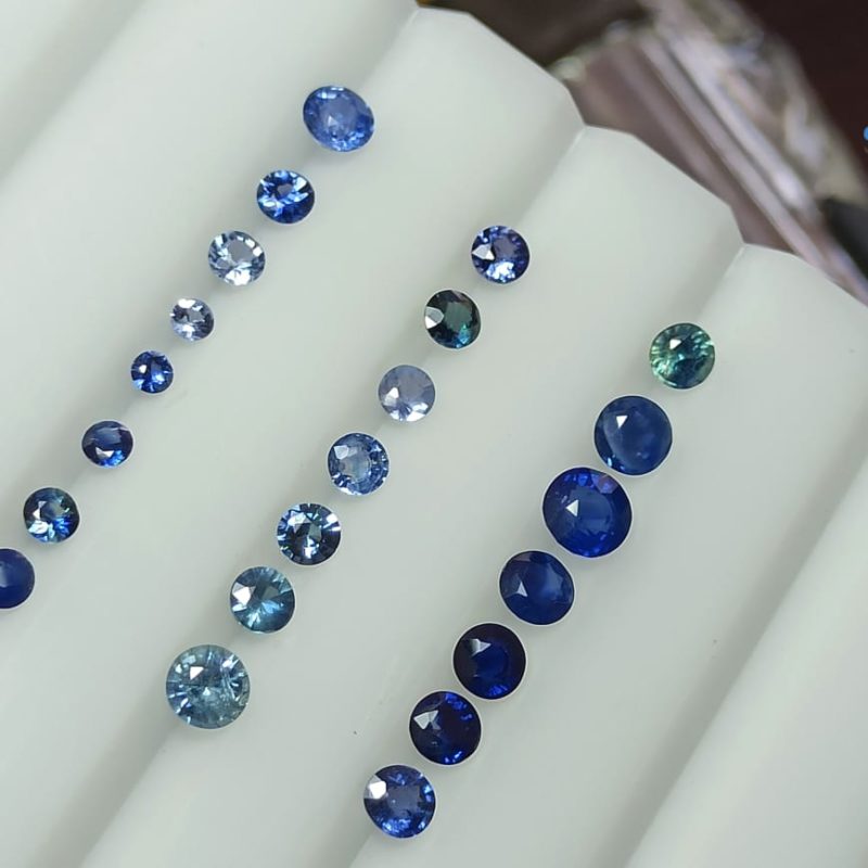 Blue Sapphire Round Collection with various shades of blue color ranges