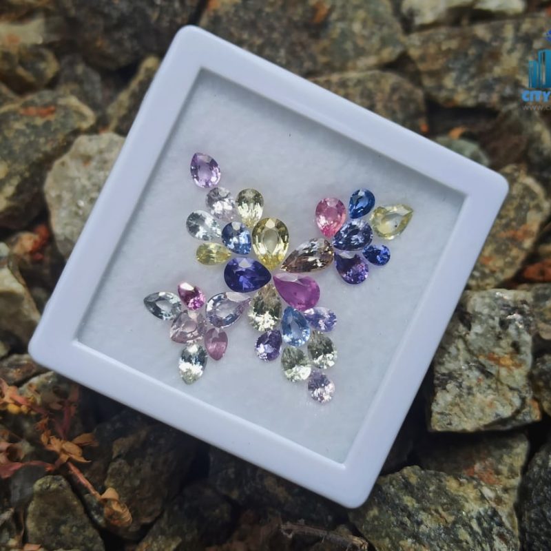 Ceylon Natural Sapphire Faceted Pear Shape Unheated Gem Collection