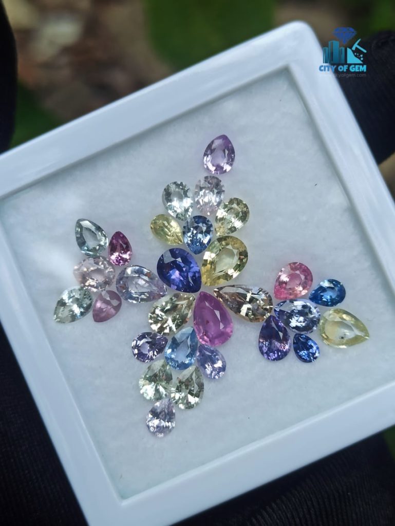 Ceylon Natural Sapphire Faceted Pear Shape Unheated Gem Collection