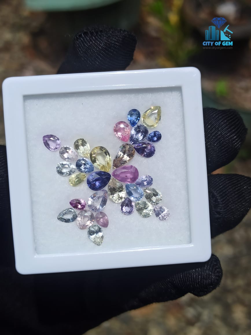 Ceylon Natural Sapphire Faceted Pear Shape Unheated Gem Collection