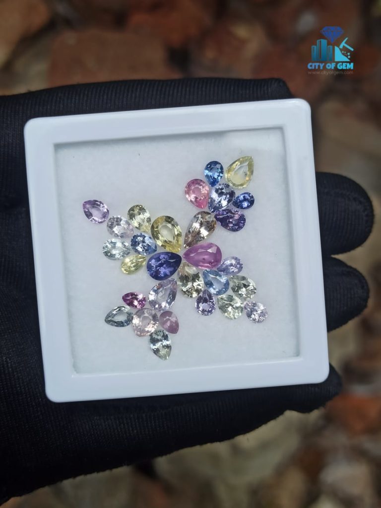 Ceylon Natural Sapphire Faceted Pear Shape Unheated Gem Collection