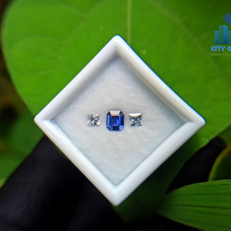 Ceylon Blue Sapphire & White Sapphires Gemstones for Jewelry Design