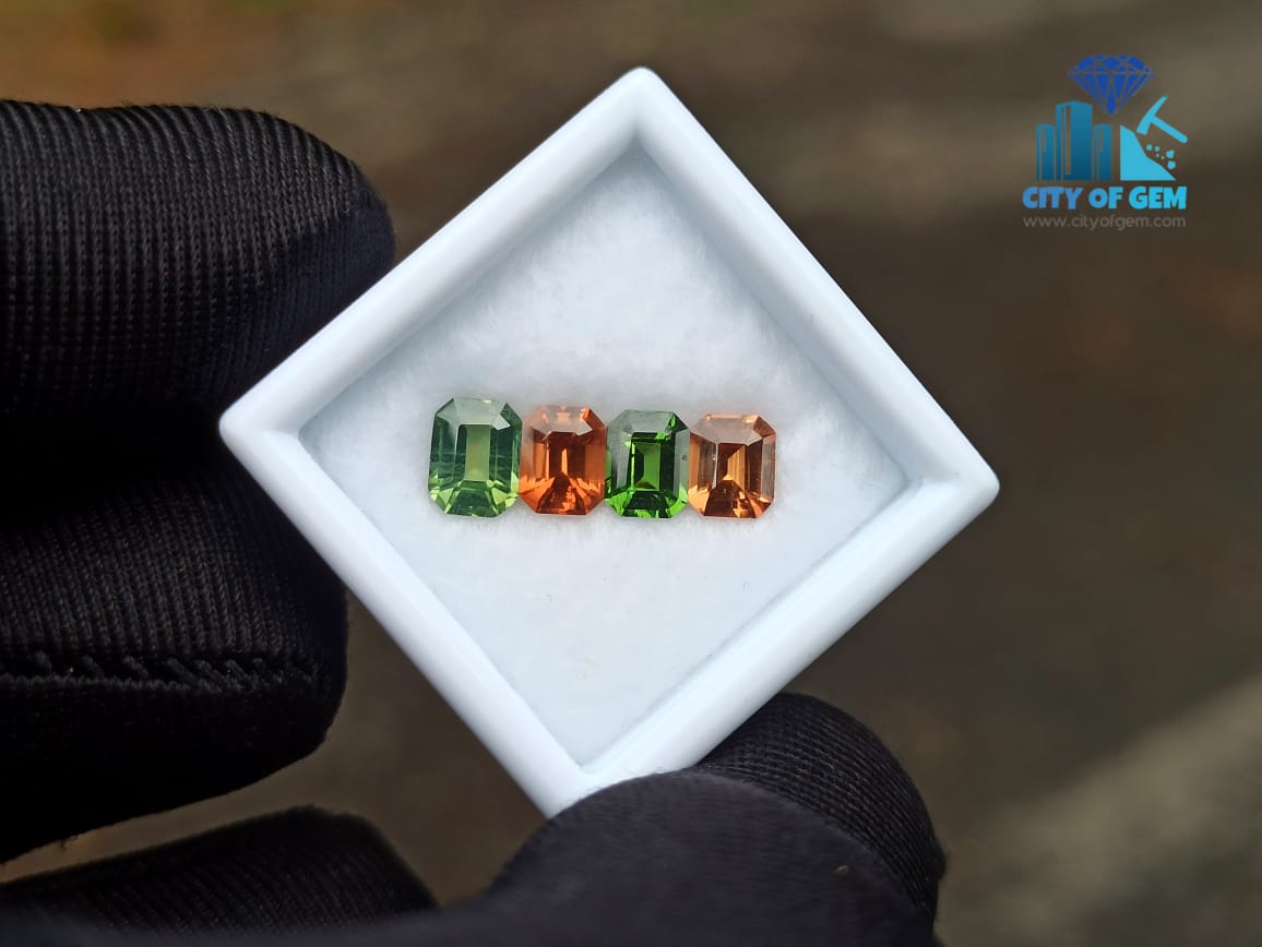 Natural Green Zircon & Orange Zircon Gemstones for Jewelry Design