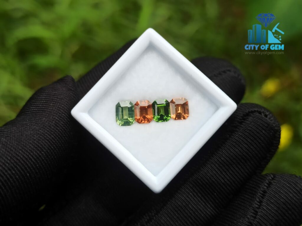 Natural Green Zircon & Orange Zircon Gemstones for Jewelry Design