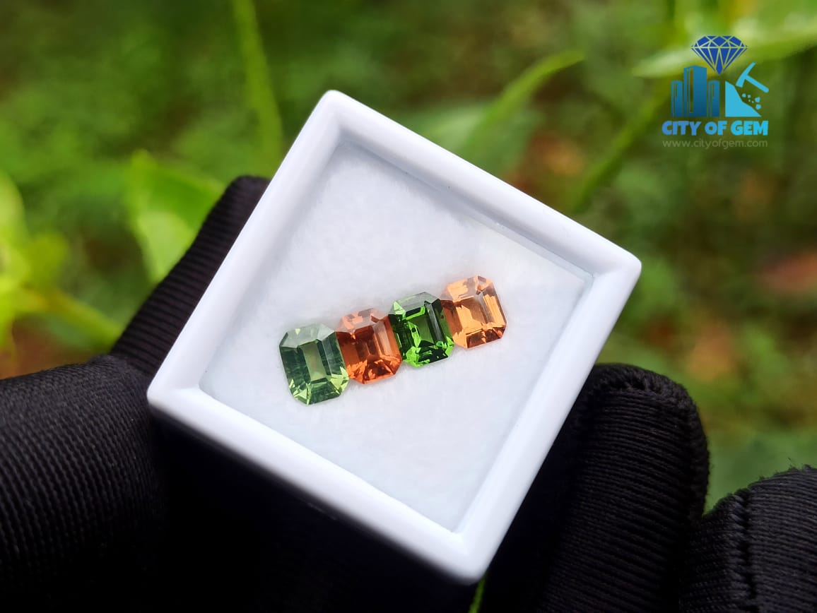 Natural Green Zircon & Orange Zircon Gemstones for Jewelry Design