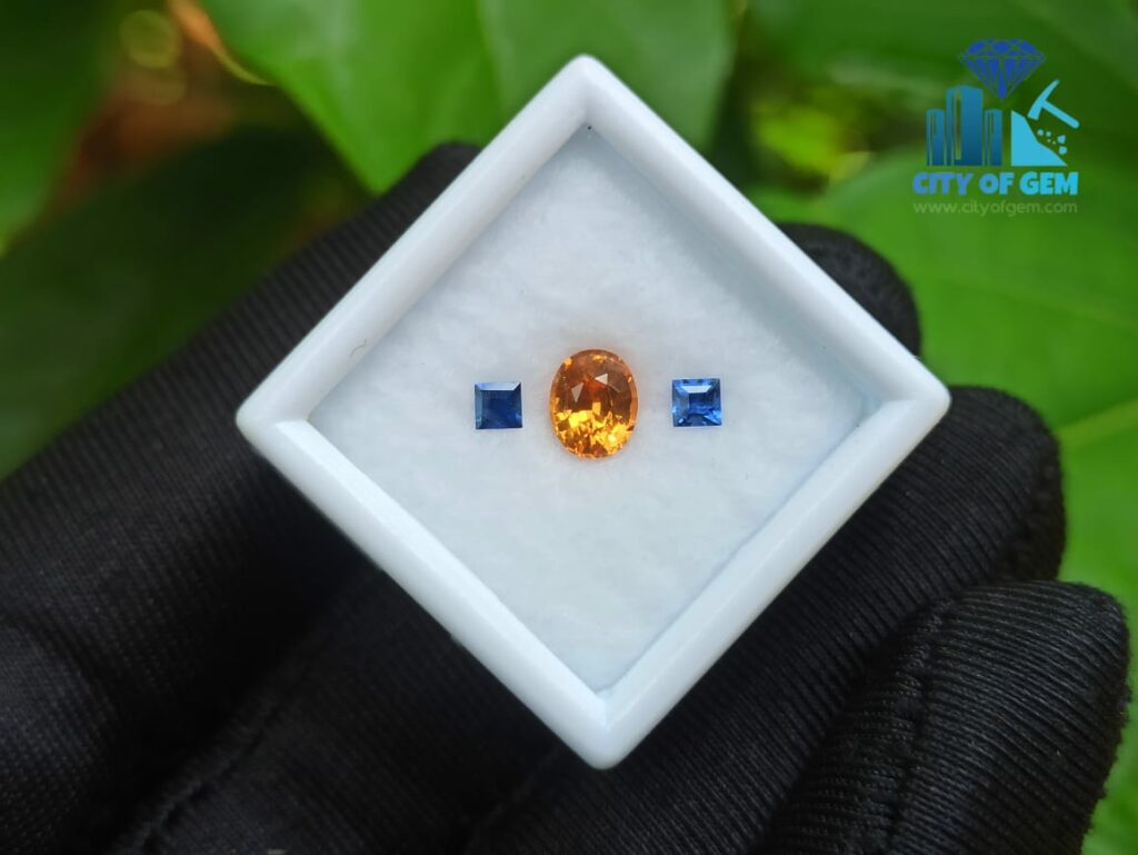 Natural Spessartite Garnet & Ceylon Blue Sapphire Gemstones for Jewelry Design