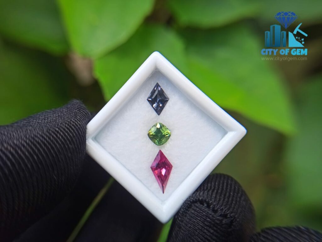 Natural Green Zircon, Gray Spinel & Rhodolite Garnet Gemstones for ...