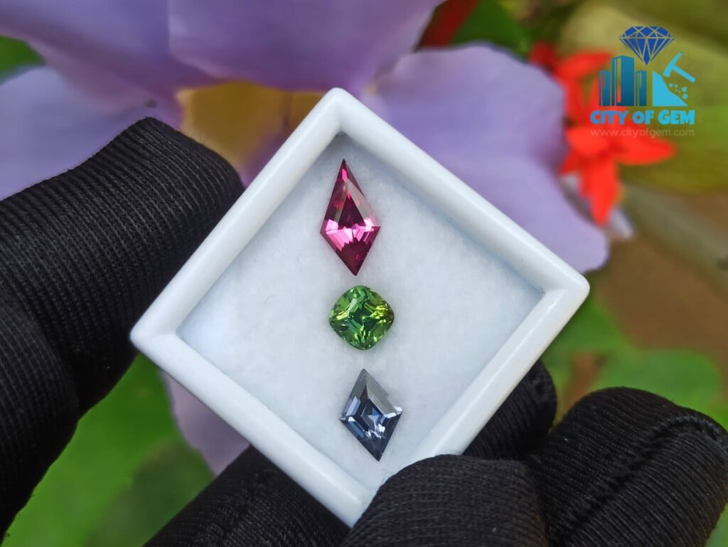 Natural Green Zircon, Gray Spinel & Rhodolite Garnet Gemstones for ...