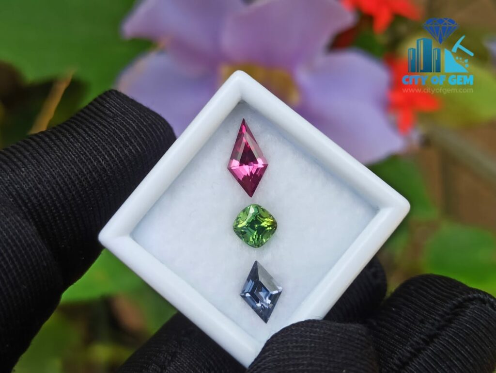 Natural Green Zircon, Gray Spinel & Rhodolite Garnet Gemstones for ...