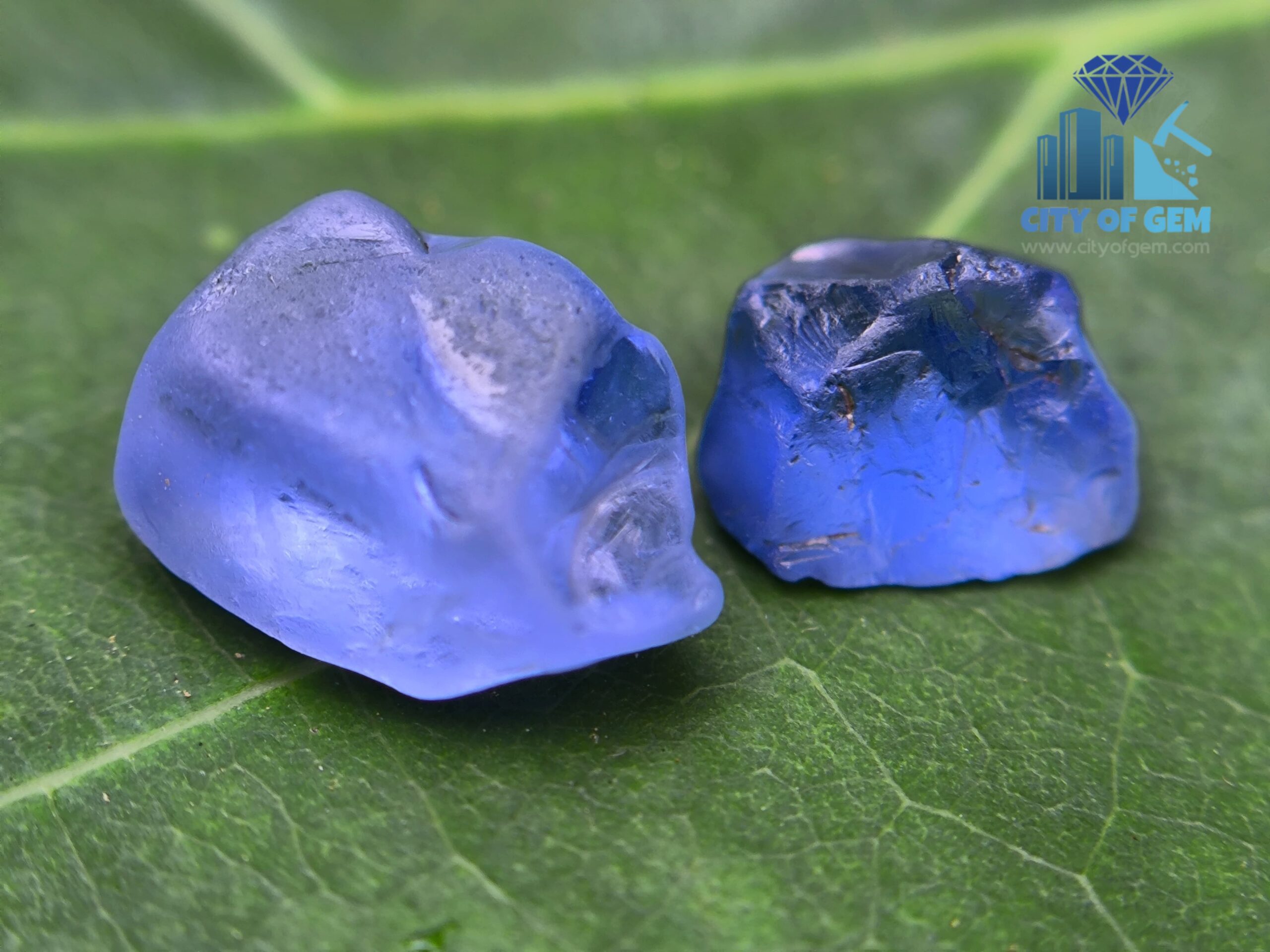 Facet Grade Ceylon Natural Blue Sapphire Rough Couple