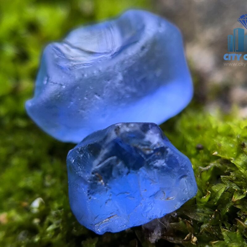 Facet Grade Ceylon Natural Blue Sapphire Rough Couple