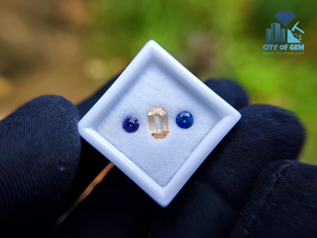 Ceylon Natural Sapphire Trio – Peach, Purple & Blue for Jewellery Design