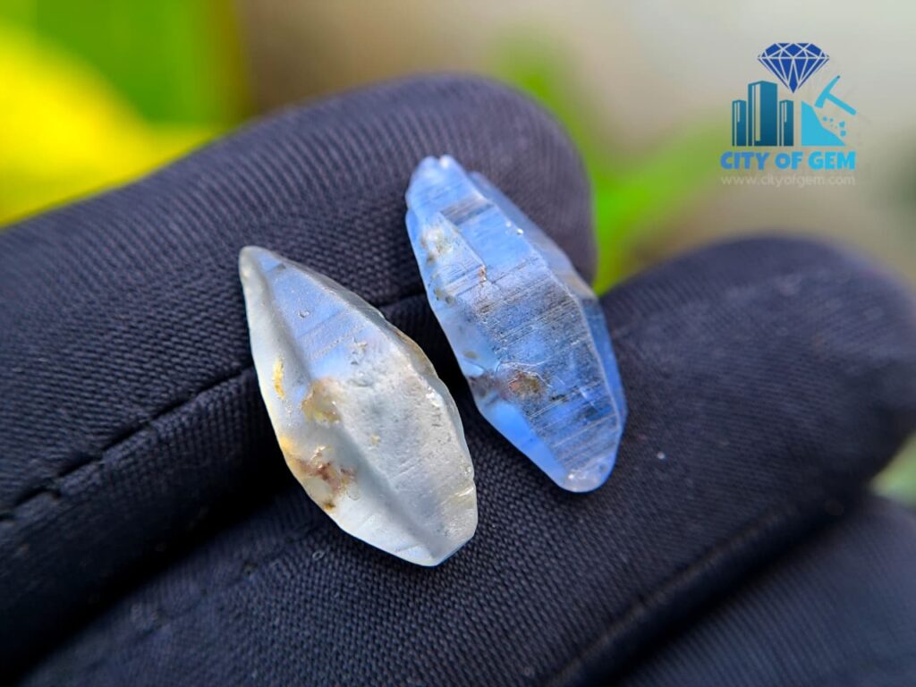 Ceylon Natural Double Terminated Blue Sapphire and White Sapphire ...